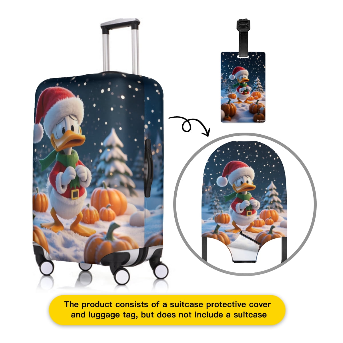 Donald Duck Luggage Cover, Hard Shell Suitcase Cover with Luggage Tag ...