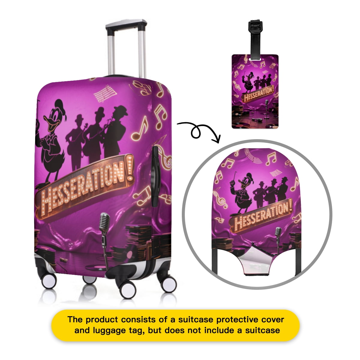 Donald Duck Luggage Cover, Hard Shell Suitcase Cover with Luggage Tag ...