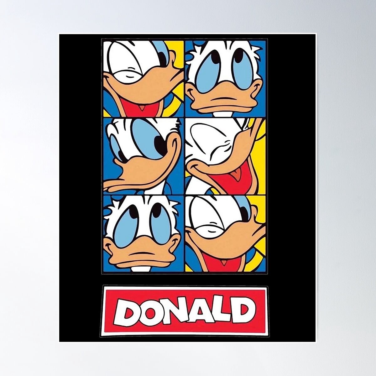 Donald Duck Many Faces Poster Wall Art, Modern Wall Decor For Living ...