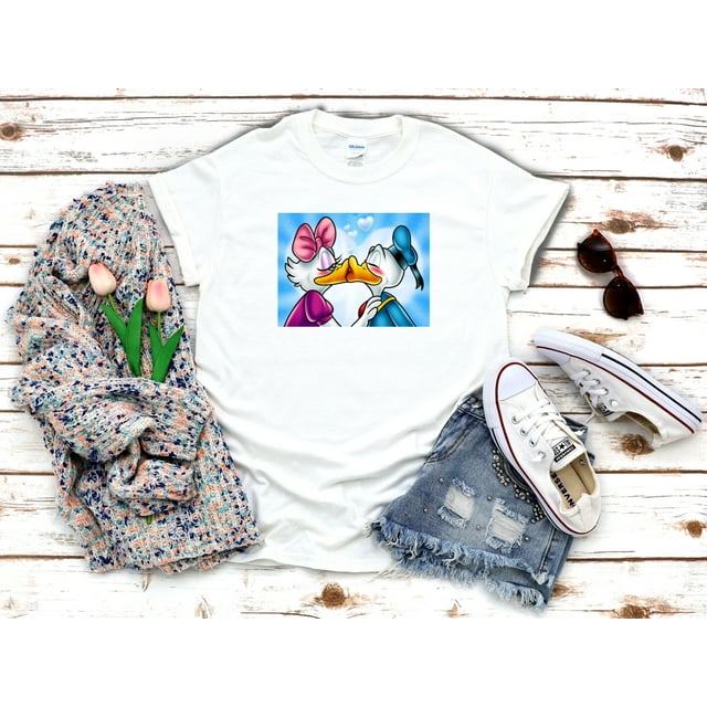 Donald Duck and Daisy Duck T-shirts White Women's 3/4 Short Sleeve T ...