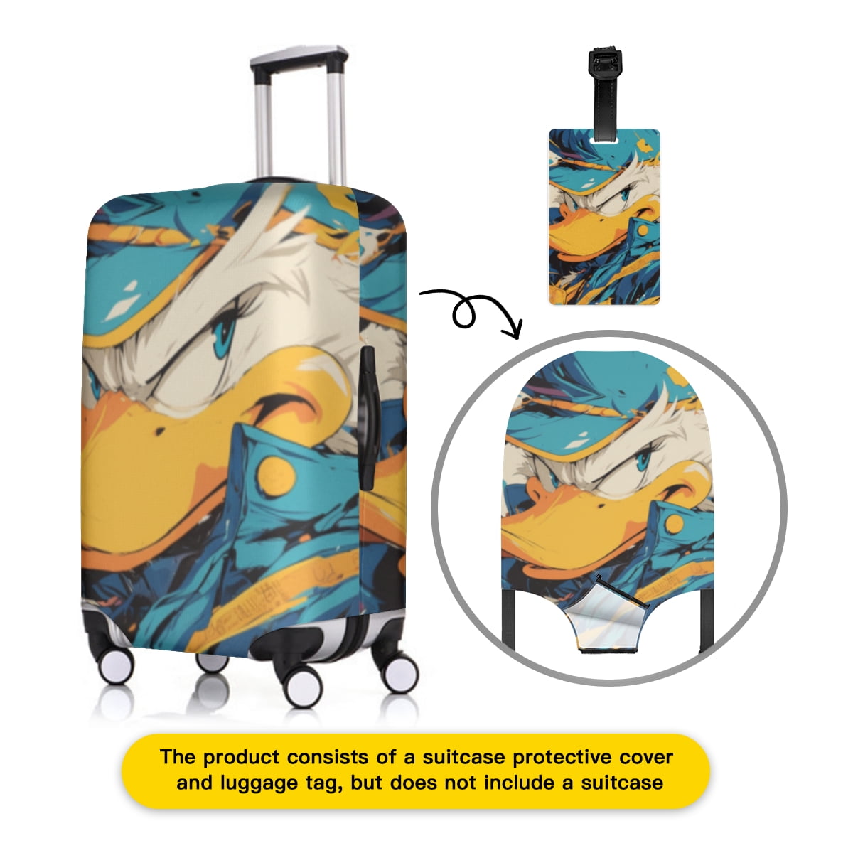 Donald DuckLuggage Cover, Hard Shell Suitcase Cover with Luggage Tag ...