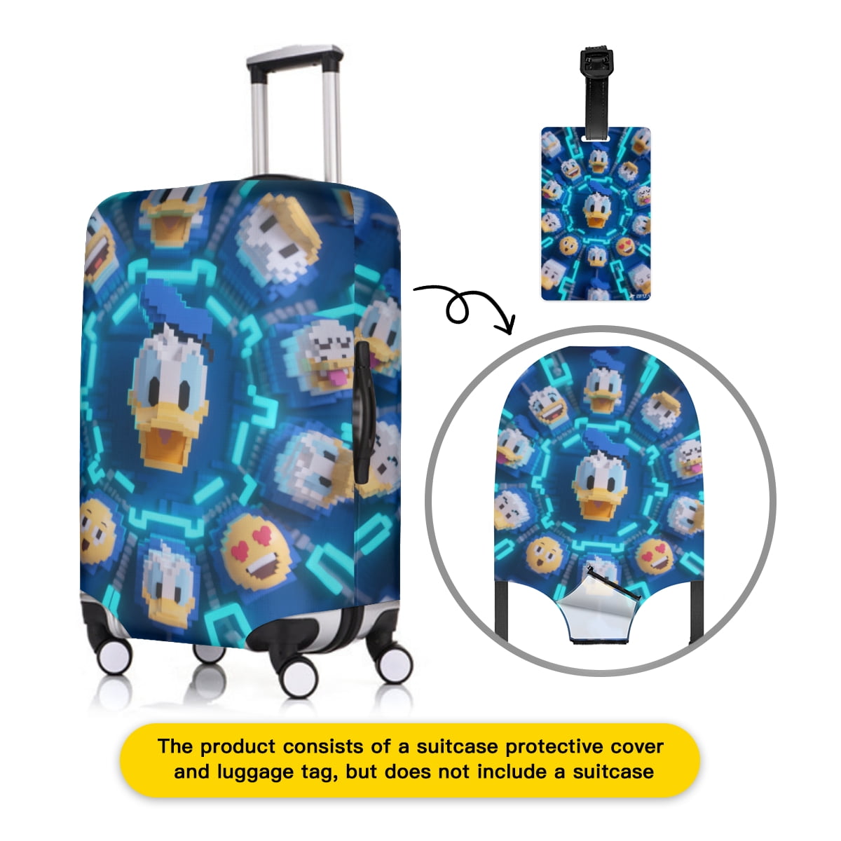 Donald DuckLuggage Cover, Hard Shell Suitcase Cover with Luggage Tag ...