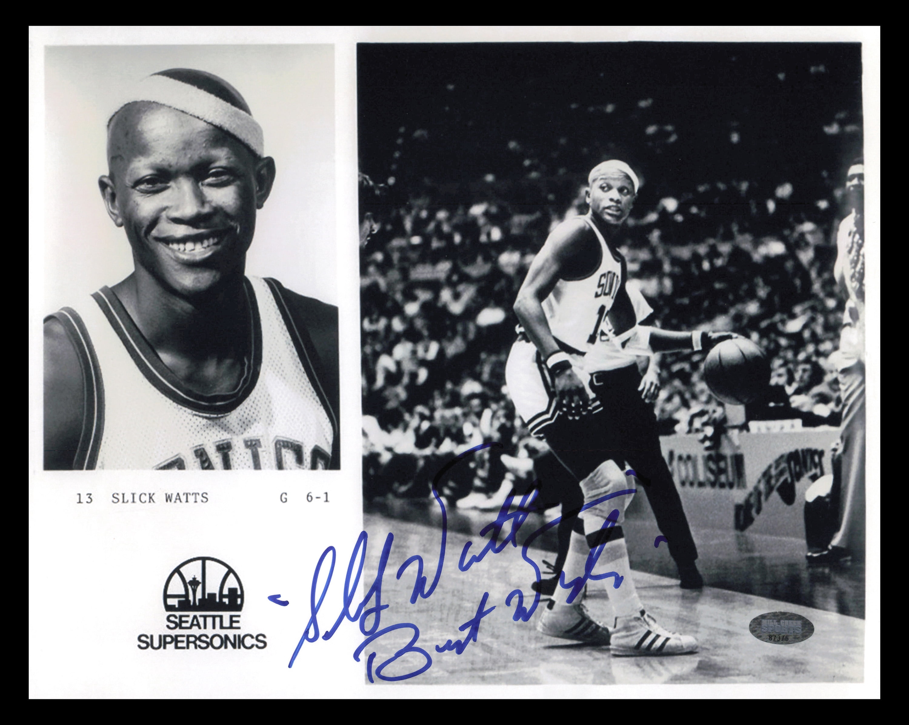 Donald Slick Watts Autographed 8x10 Photo Seattle Supersonics MCS Holo ...