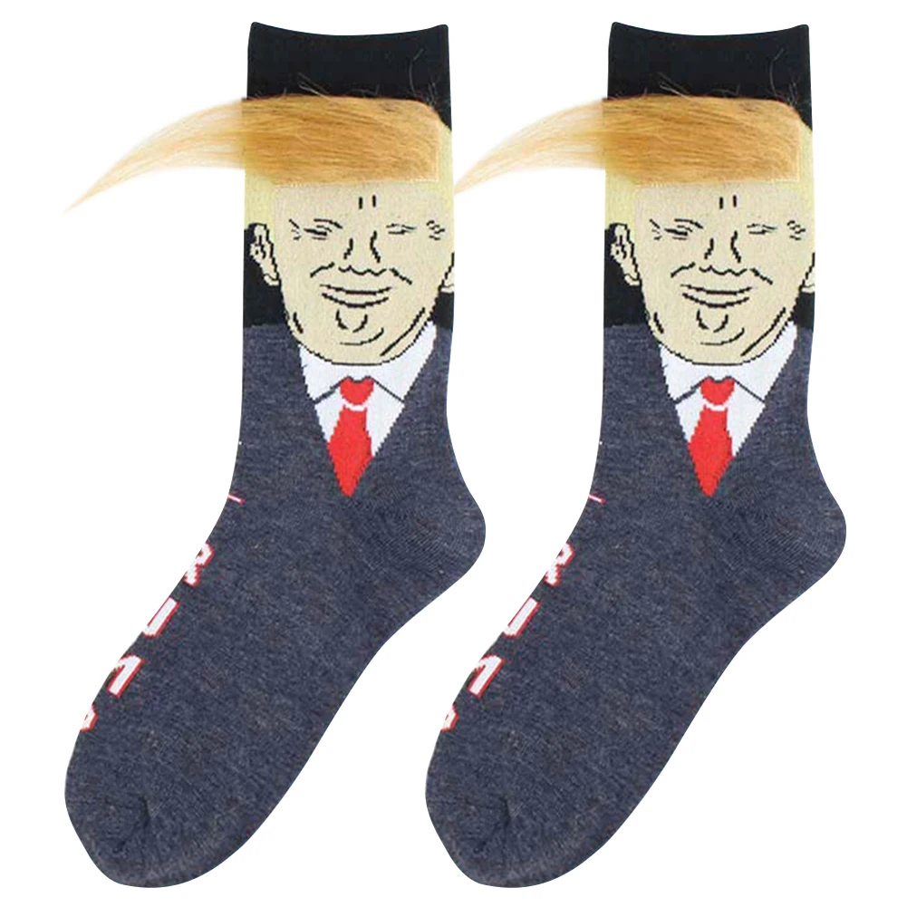 Donald Socks With 3D Fake Hair Men Crew Socks Mens Compression Sock ...