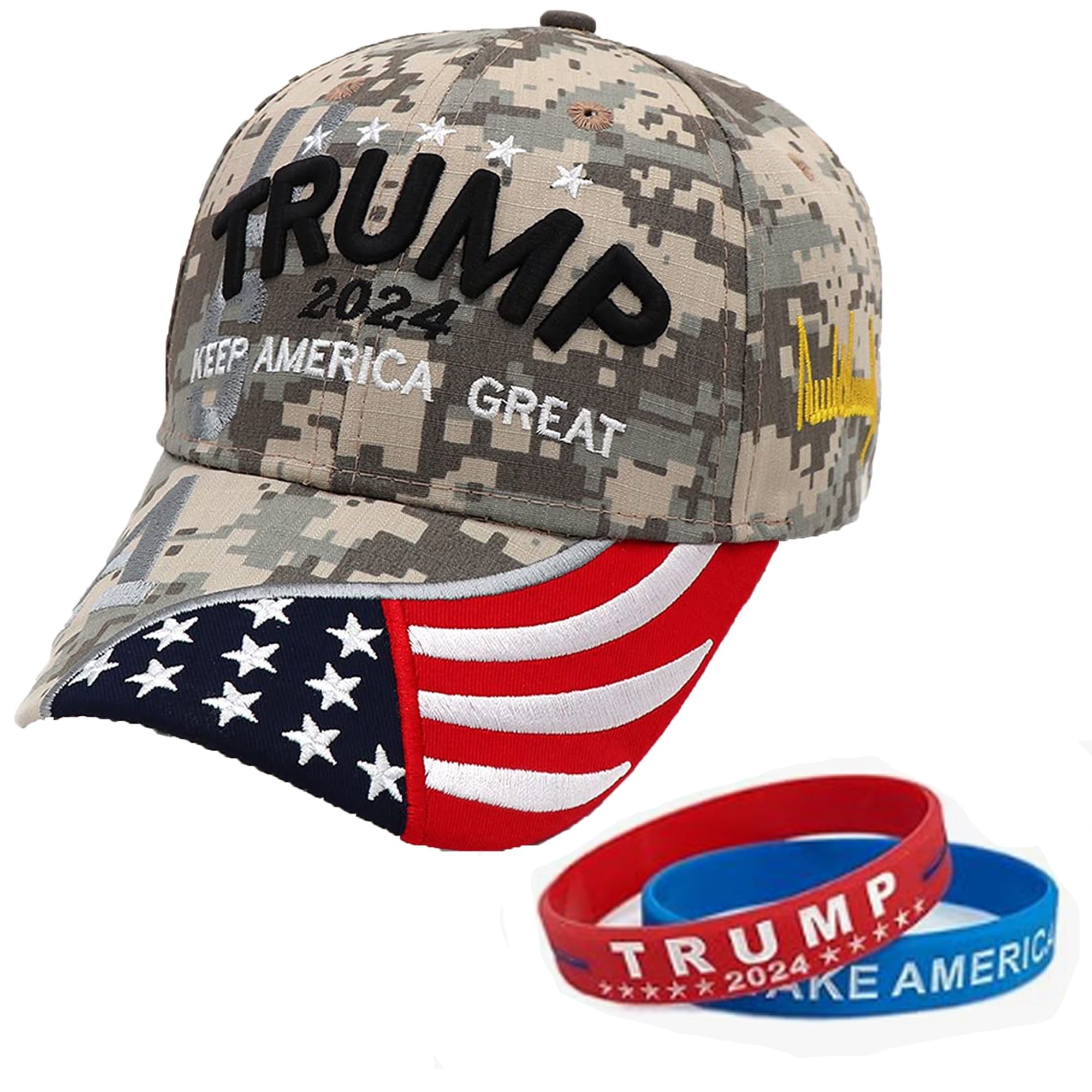 Donald Trump 2024 Baseball Cap with Two Wristbands - Make America Great ...