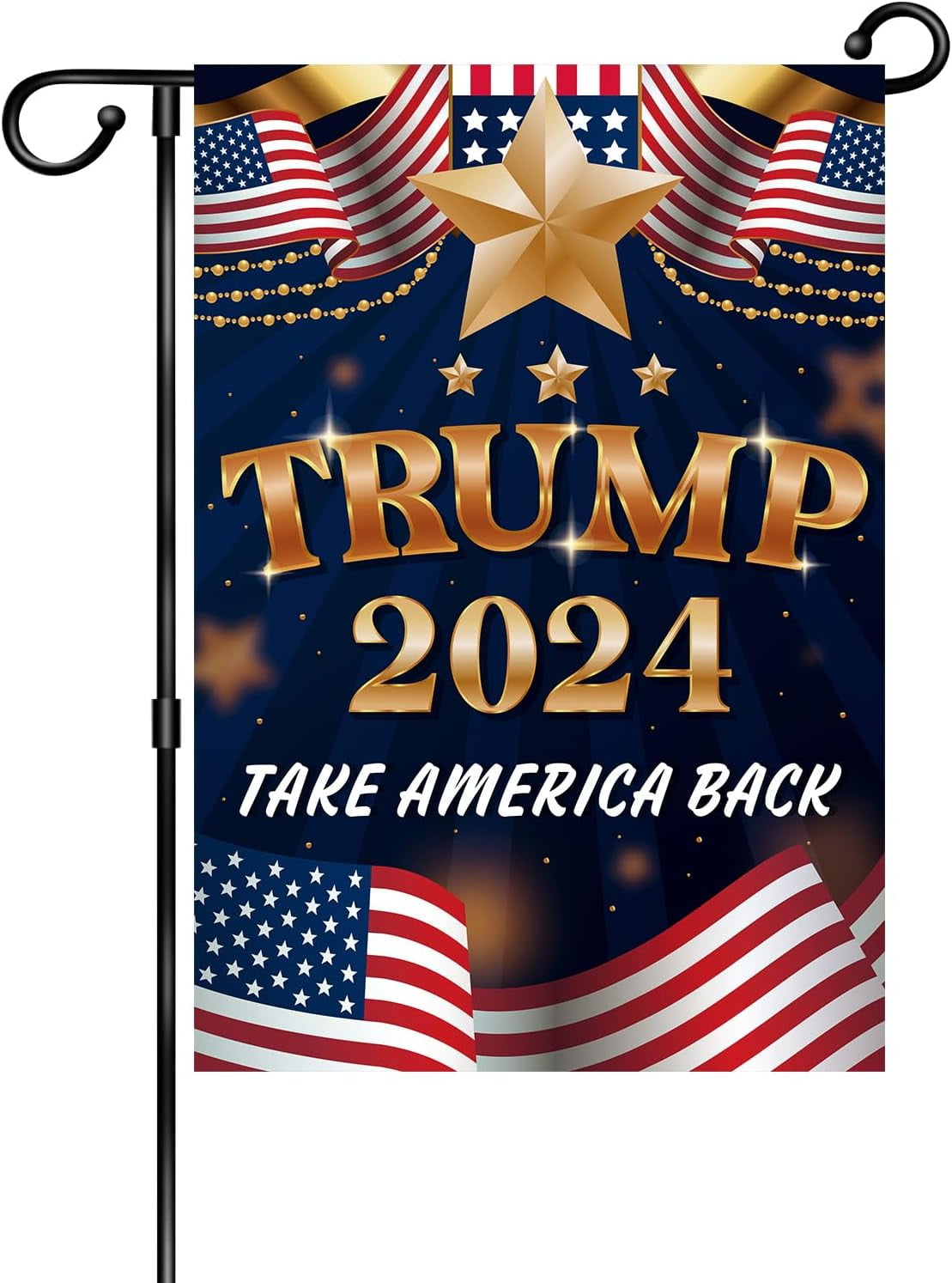 Donald Trump 2024 Garden Flag,Take America Back Trump Black Yard Decor ...