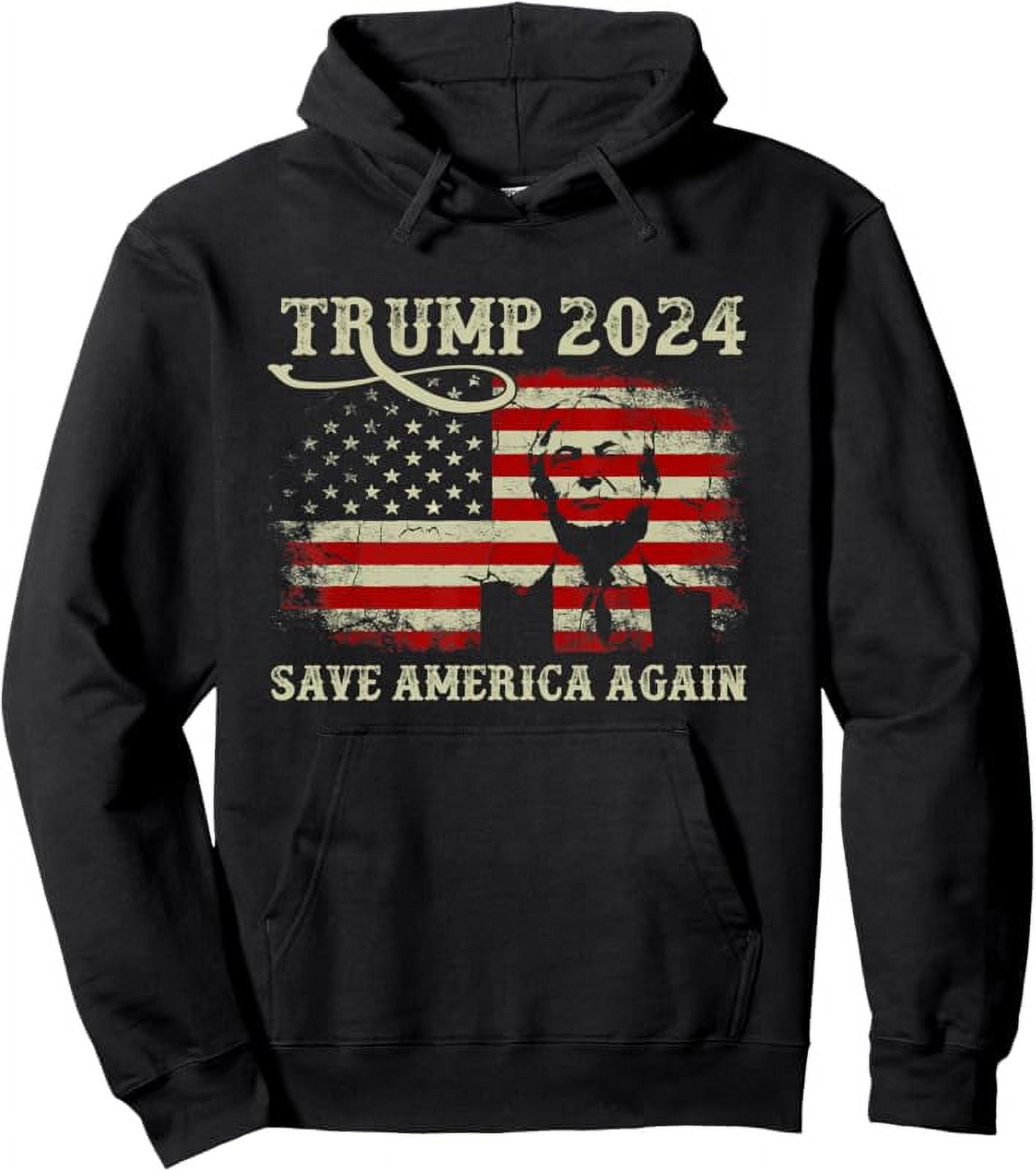 Donald Trump 2024 Save America Again American Flag Patriotic Pullover ...