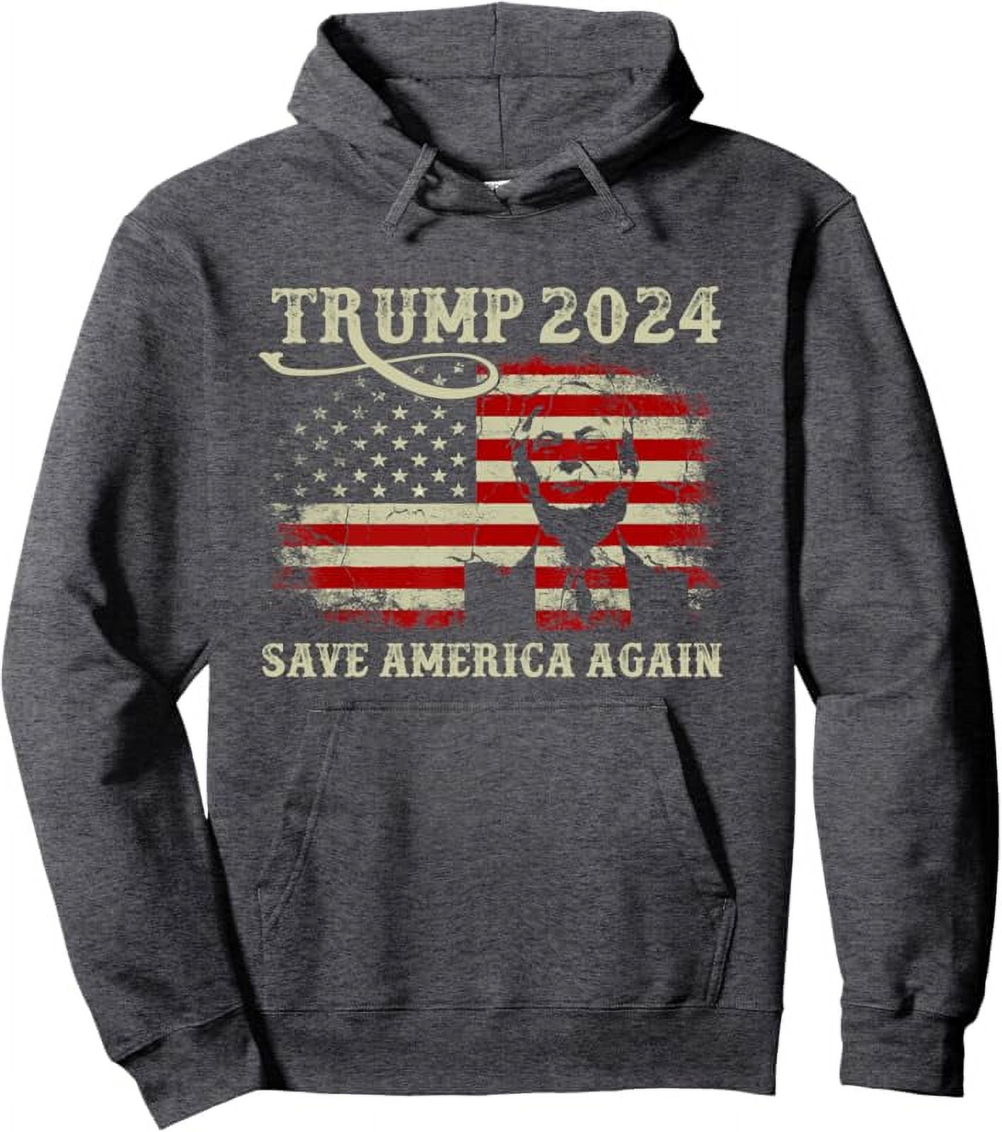 Donald Trump 2024 Save America Again American Flag Patriotic Pullover ...