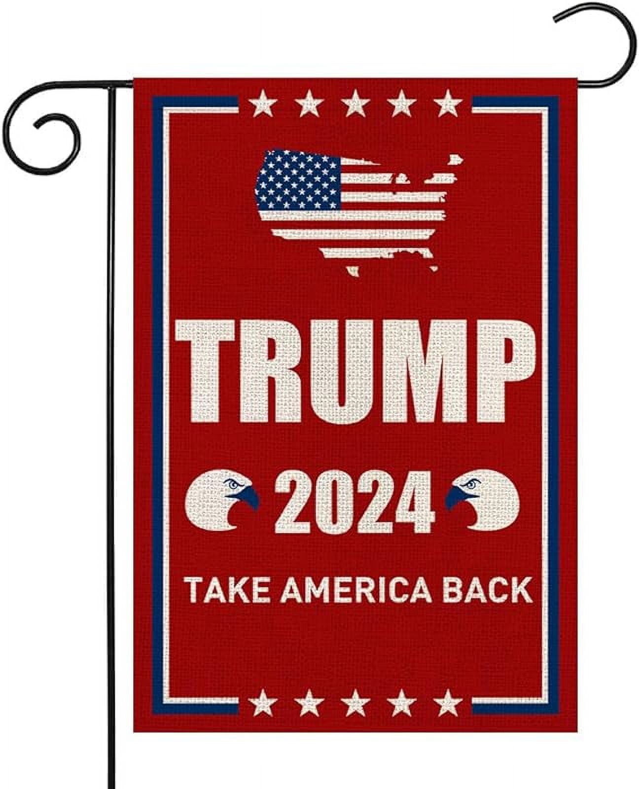 Donald Trump 2024 Take America Back Burlap Garden Flag, Sided Premium Fabric, 12" x 18"，US ...