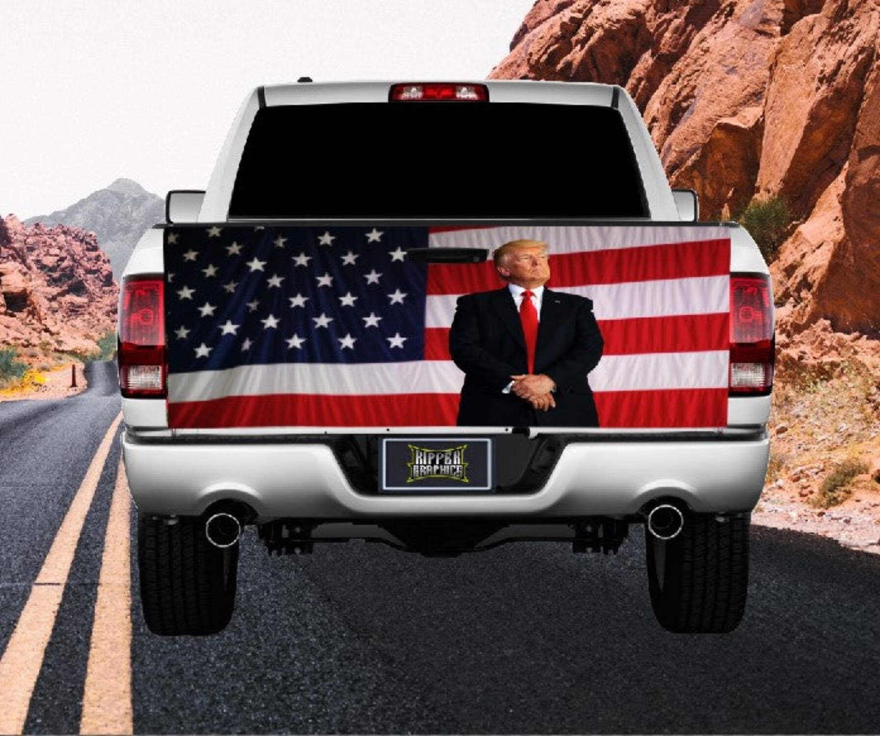 Donald Trump American Flag Tailgate Wrap Vinyl Graphic Decal Sticker ...