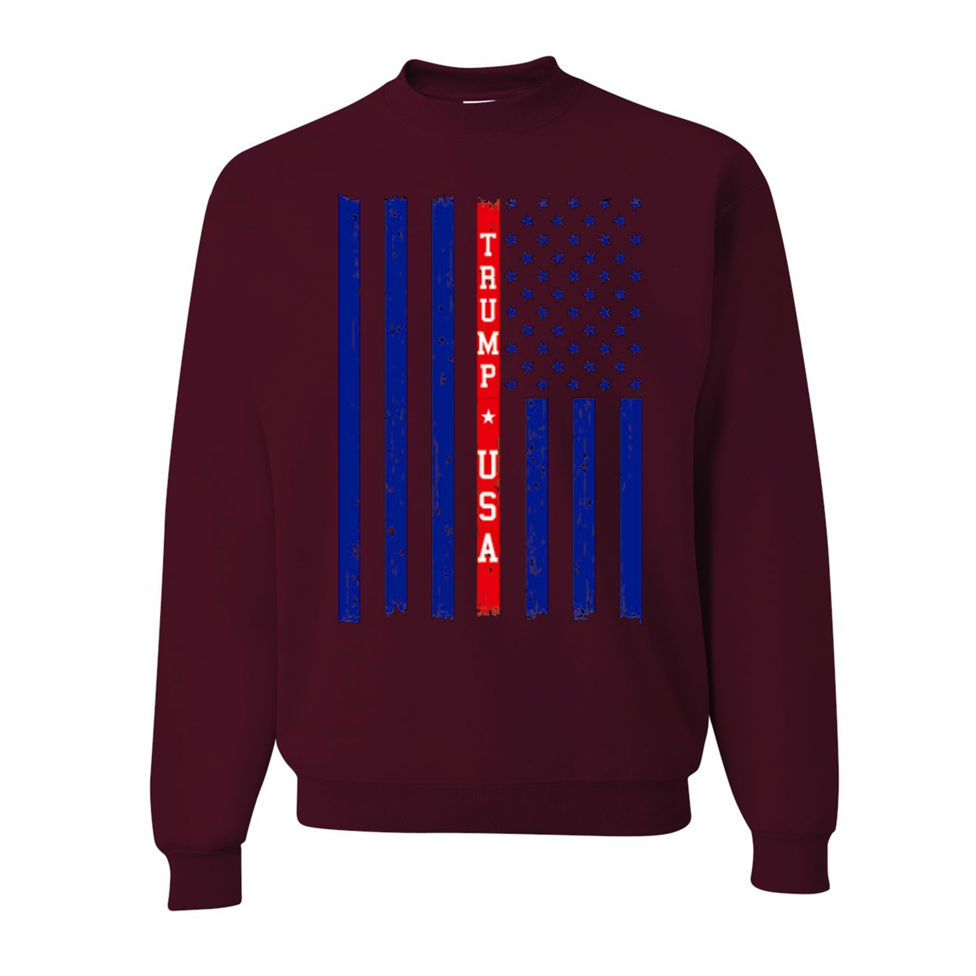 Donald Trump Flag USA Political Mens Crew Neck , Maroon, Large ...