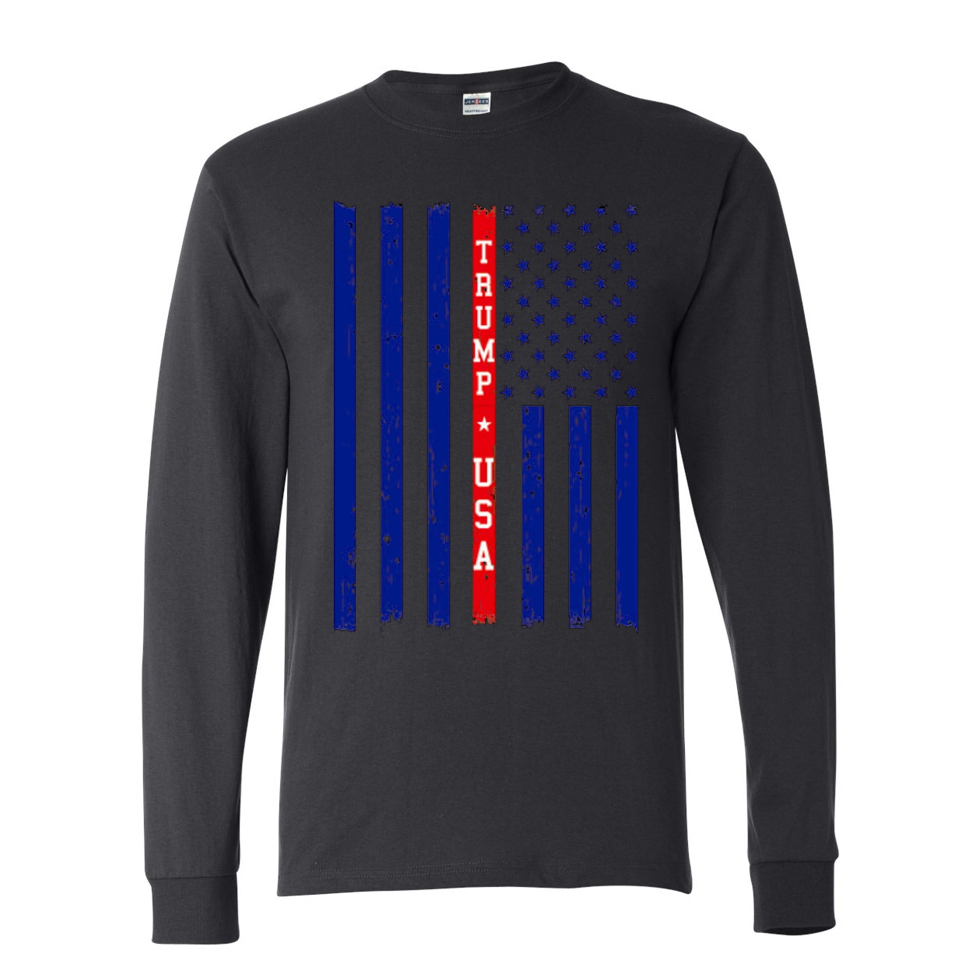 Donald Trump Flag USA Political Mens Long Sleeves, Charcoal, 2XL ...