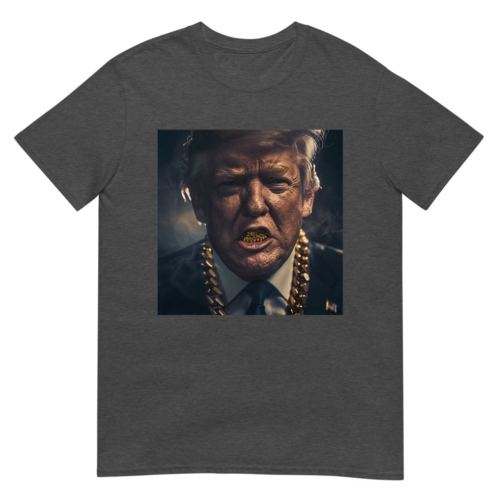 Donald Trump Gold Grillz T-Shirt (Dark Heather Grey, S) - Walmart.com