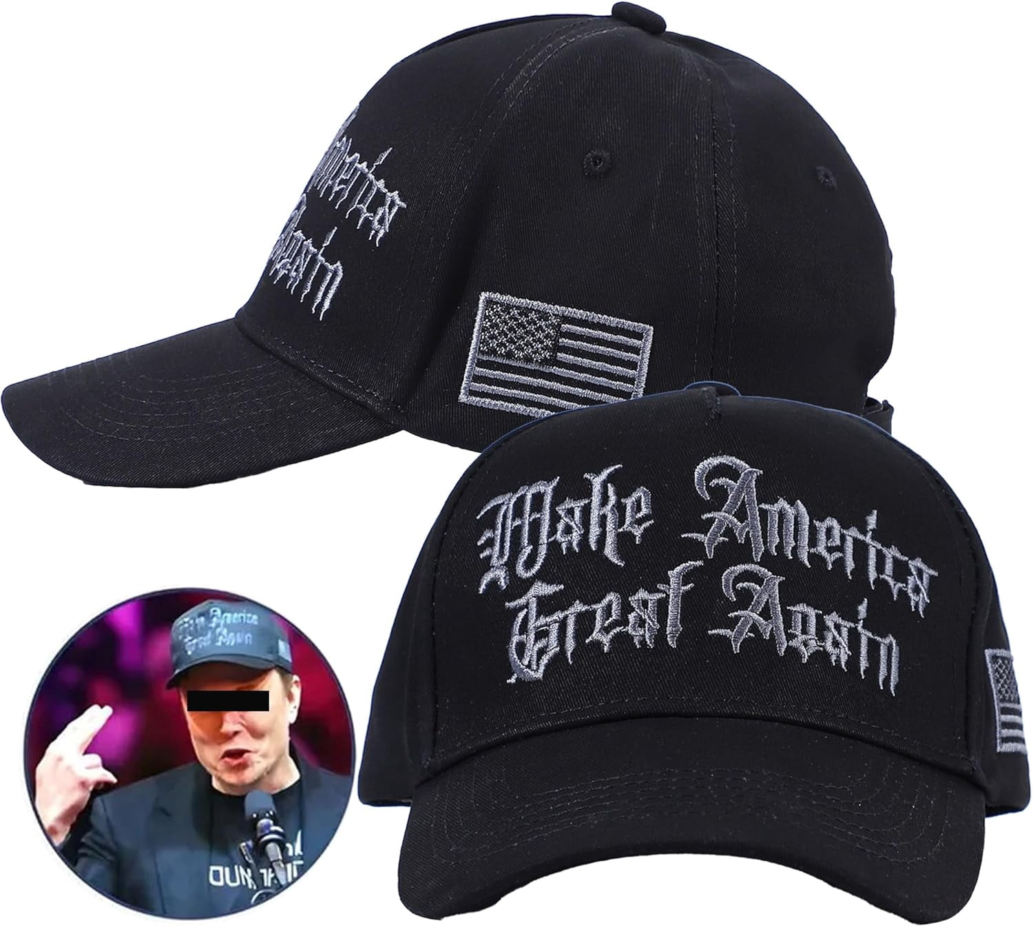 Donald Trump Gothic Dark MAGA Hat Make America Great Again Slogan with ...