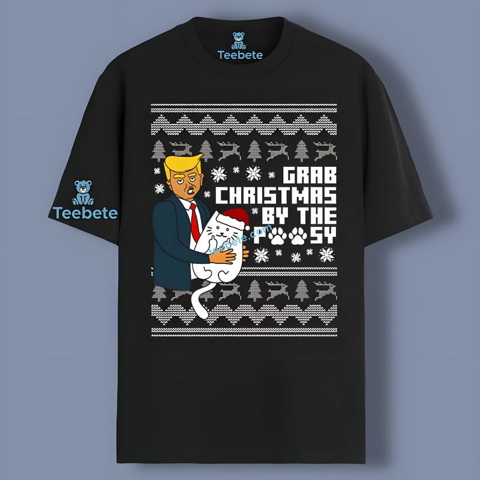 Donald Trump Hug Cat Grab Christmas Graphic Shirt Men Women - Walmart.com