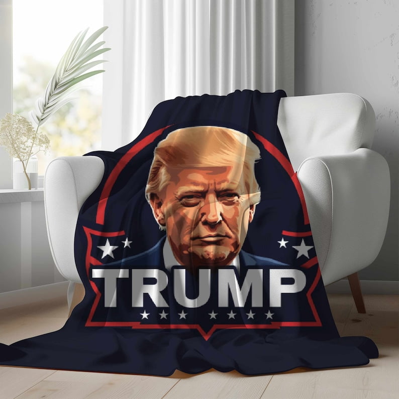 Donald Trump Patriotic Plush Velveteen Blanket American Flag Inspired ...
