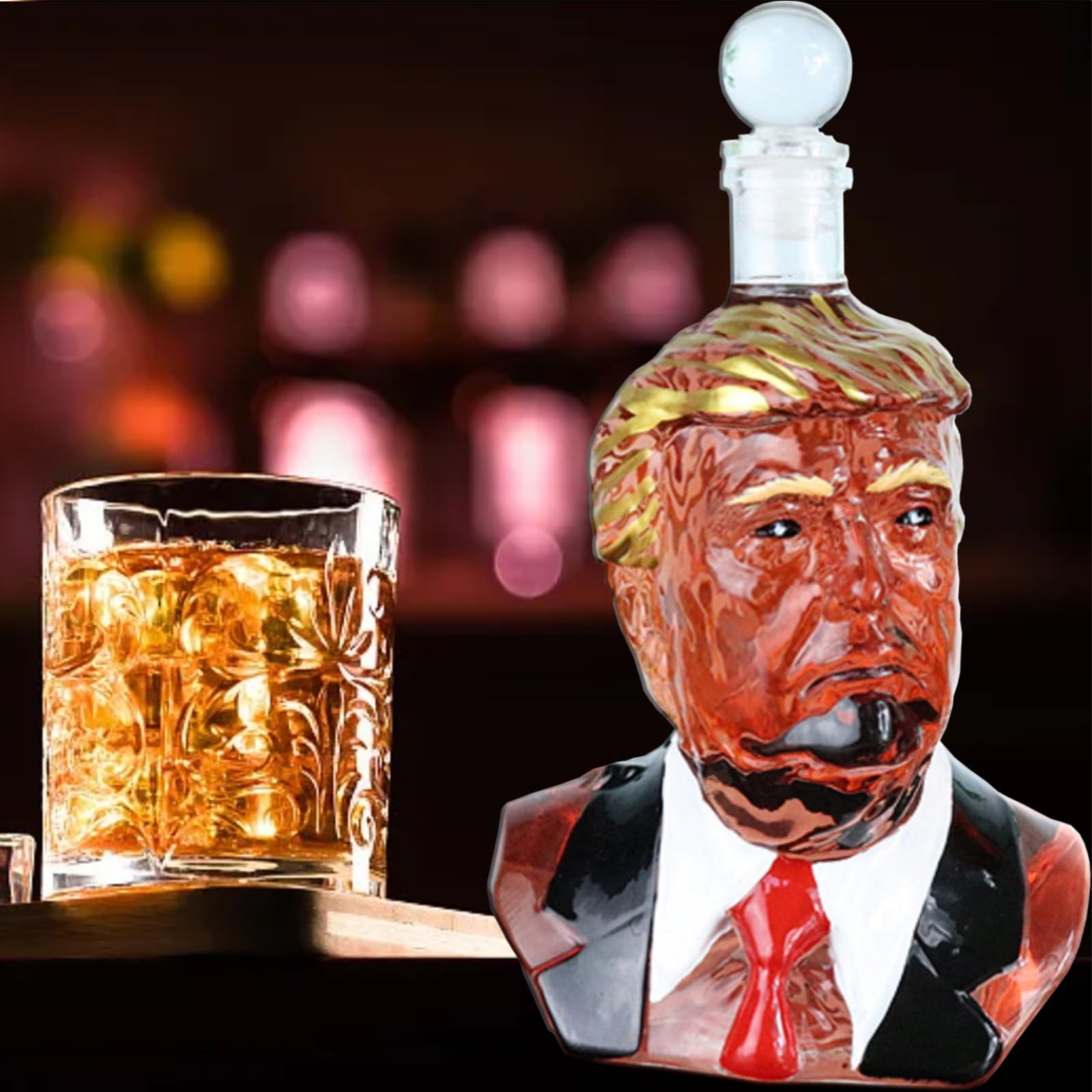 Donald Trump Whiskey Decanter Bottle with Airtight Stopper, Hand Blown ...