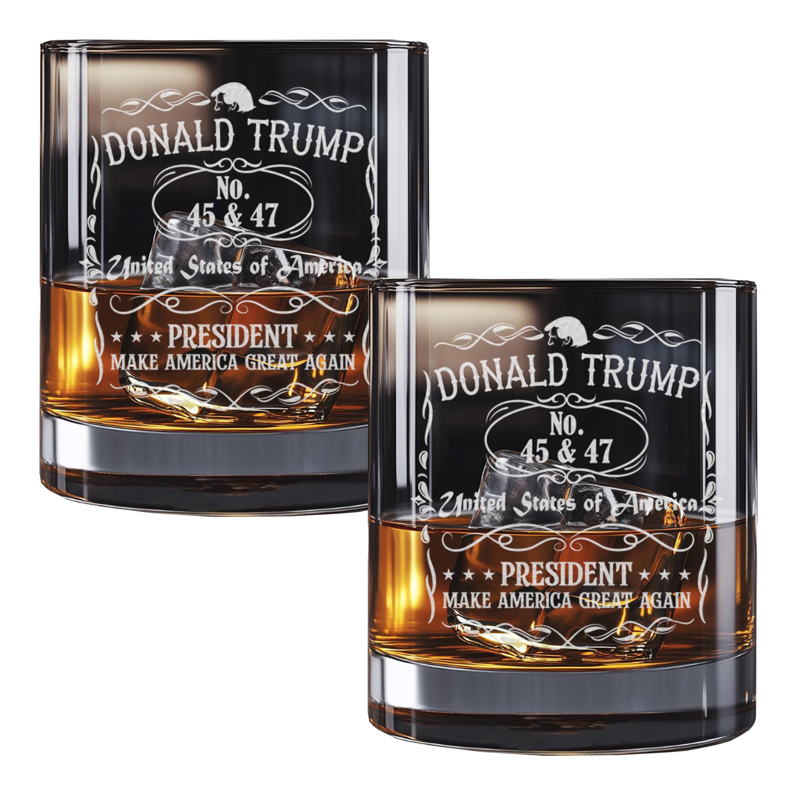 Donald Trump Whiskey Glass – 11 Oz Trump Glassware with “President ...