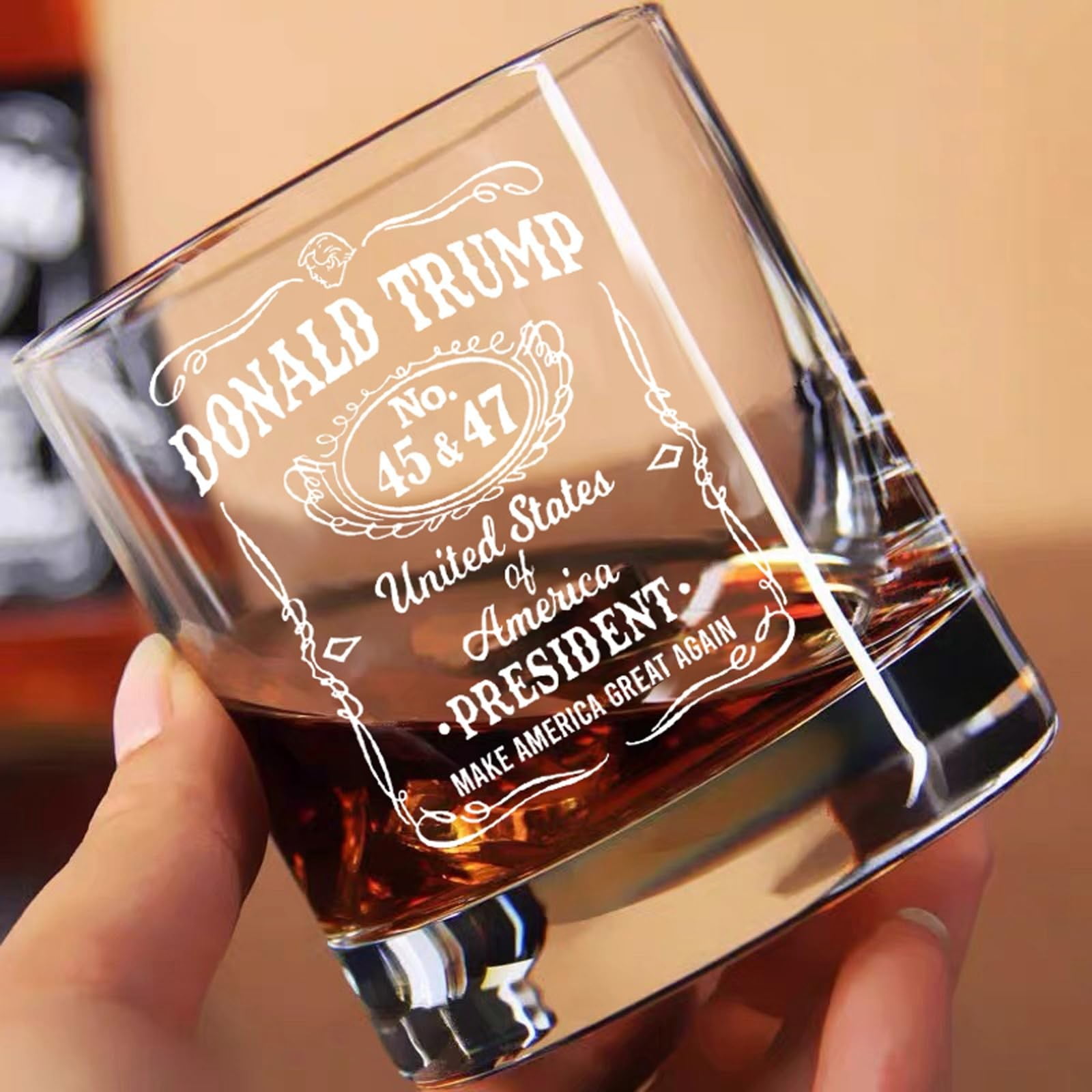Donald Trump Whiskey Glass – 11 Oz Trump Glassware with "President ...
