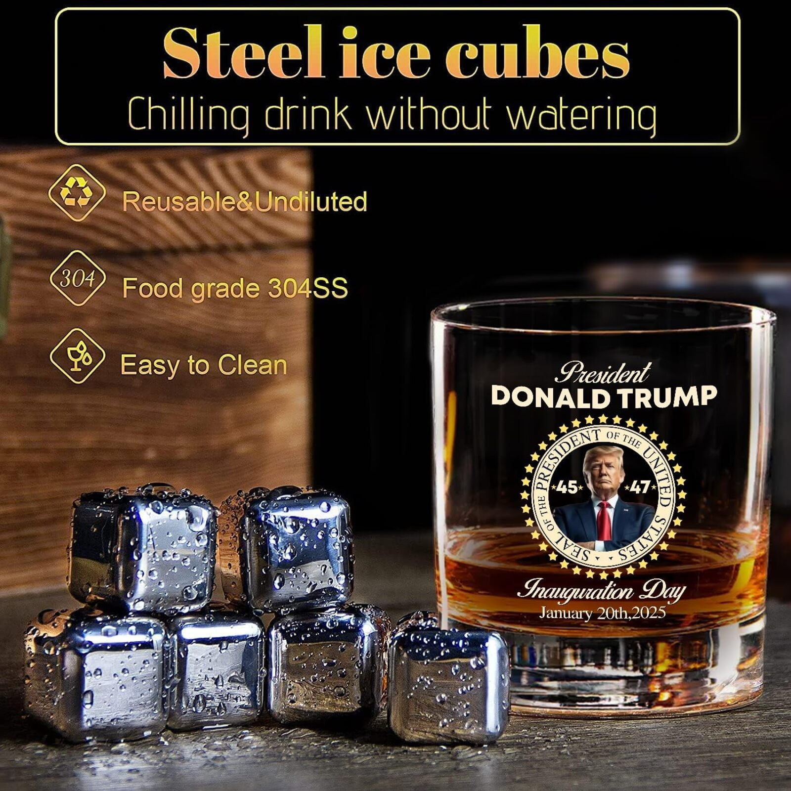 Donald Trump Whiskey Label 100% MAGA 10.5 oz Whiskey Glass for Dad ...