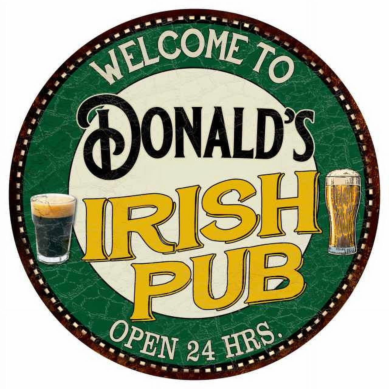 Donald's Irish Pub 12" Round Metal Sign Kitchen Bar Wall Décor ...