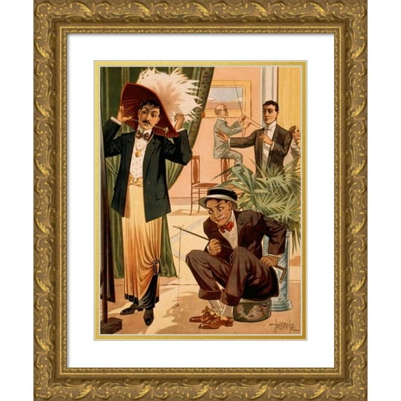 Donalson Lith. Co 12x14 Gold Ornate Wood Frame and Double Matted Museum ...