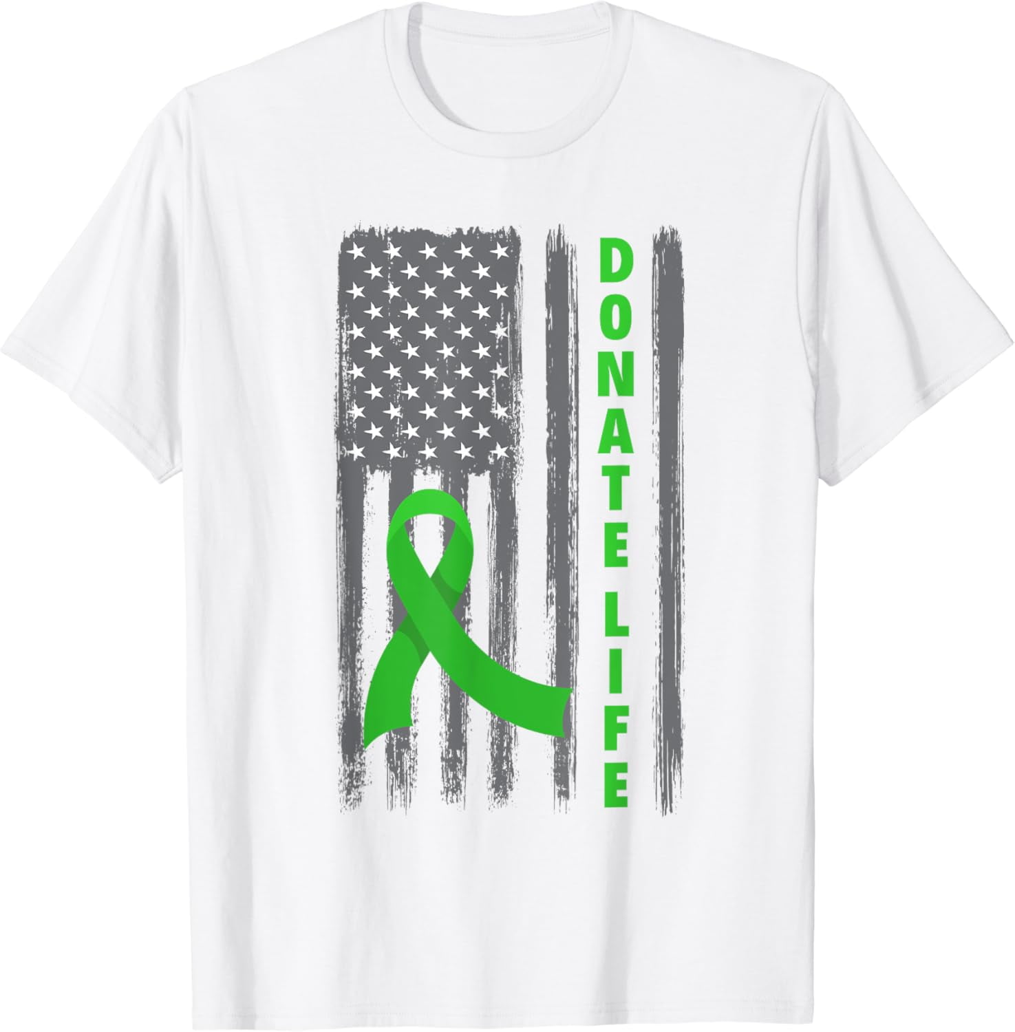 Donate Life Patriotic American Flag USA Kidney Donor Ribbon T-Shirt100 ...