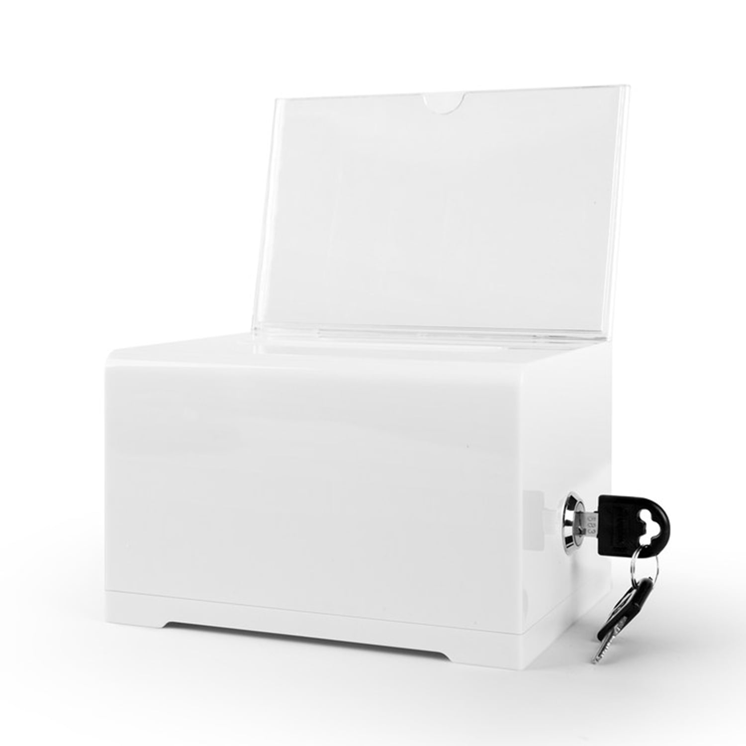 KAFENDA Donation Ballot Box, White Acrylic, Lockable with Key ...