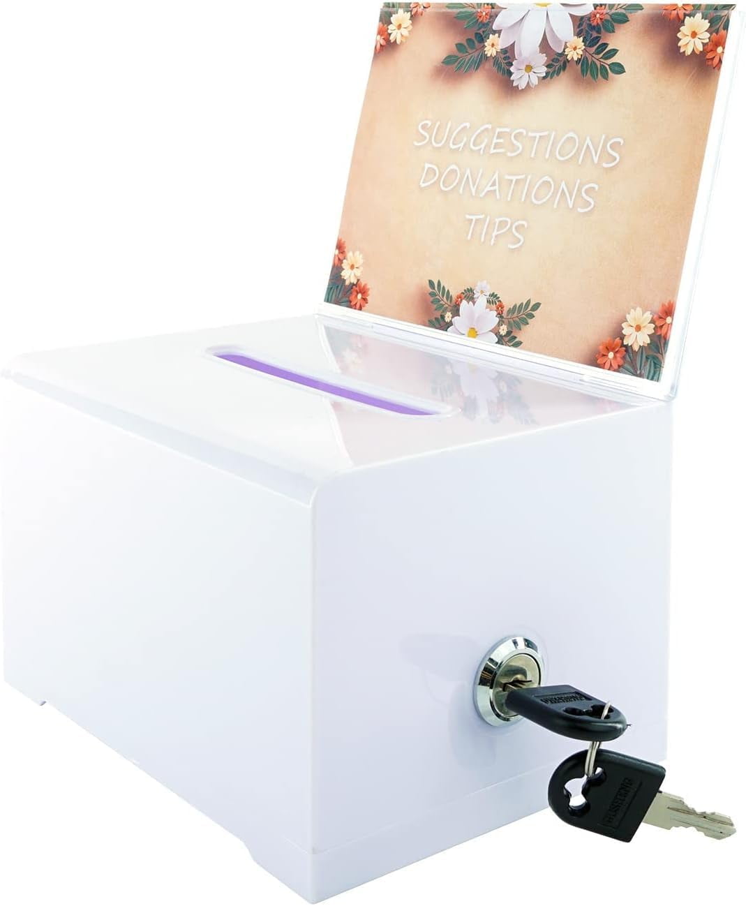 Donation Ballot Box with Lock - Suggestion Box with Sign Holder for ...