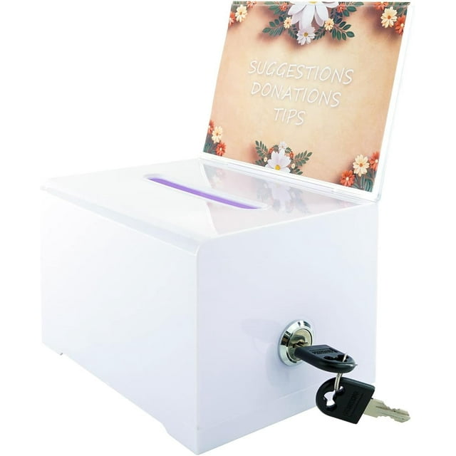Donation Ballot Box with Lock - Suggestion Box with Sign Holder for ...