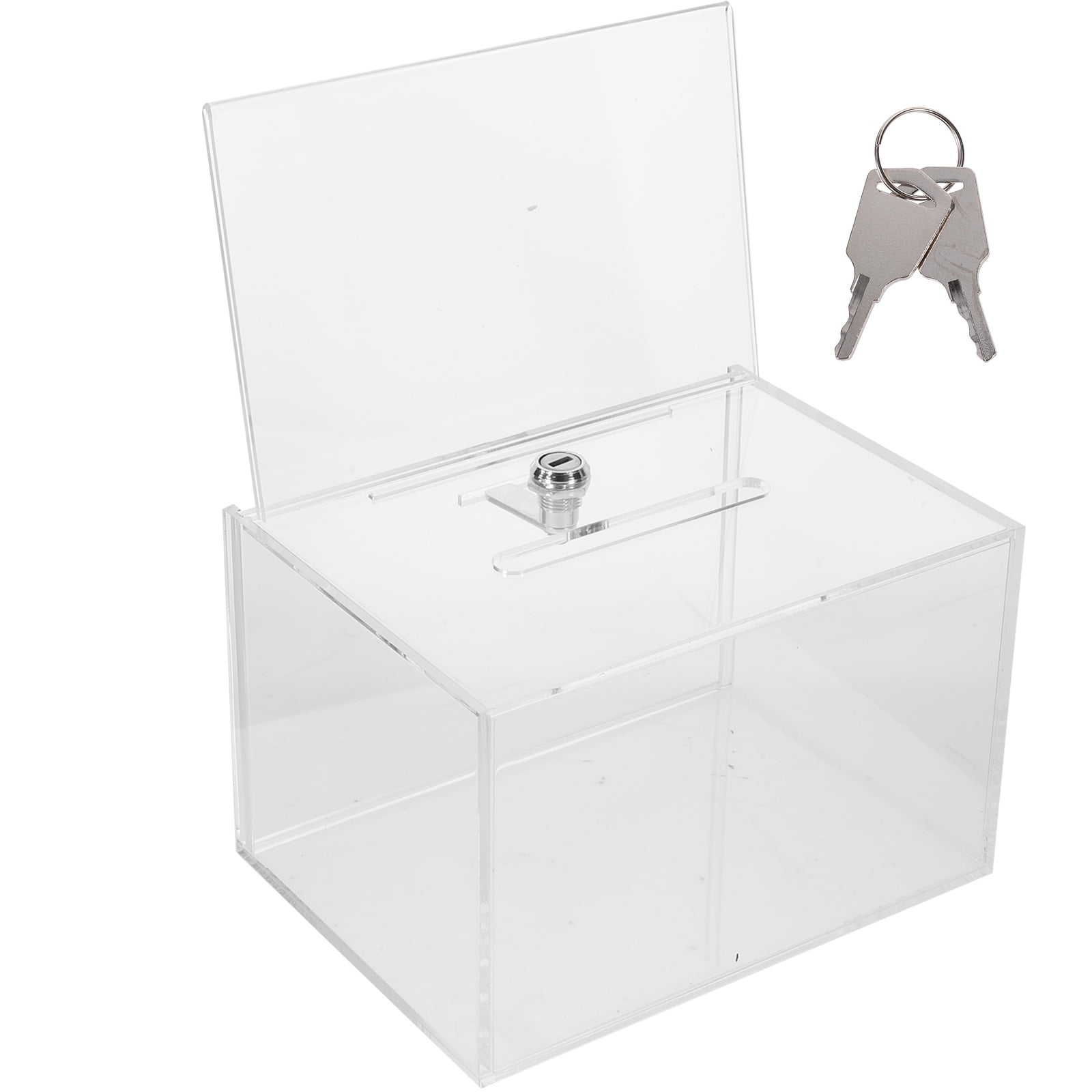Clear Donation Boxes with Lock for Fundraising, Acrylic Raffle Mailbox ...