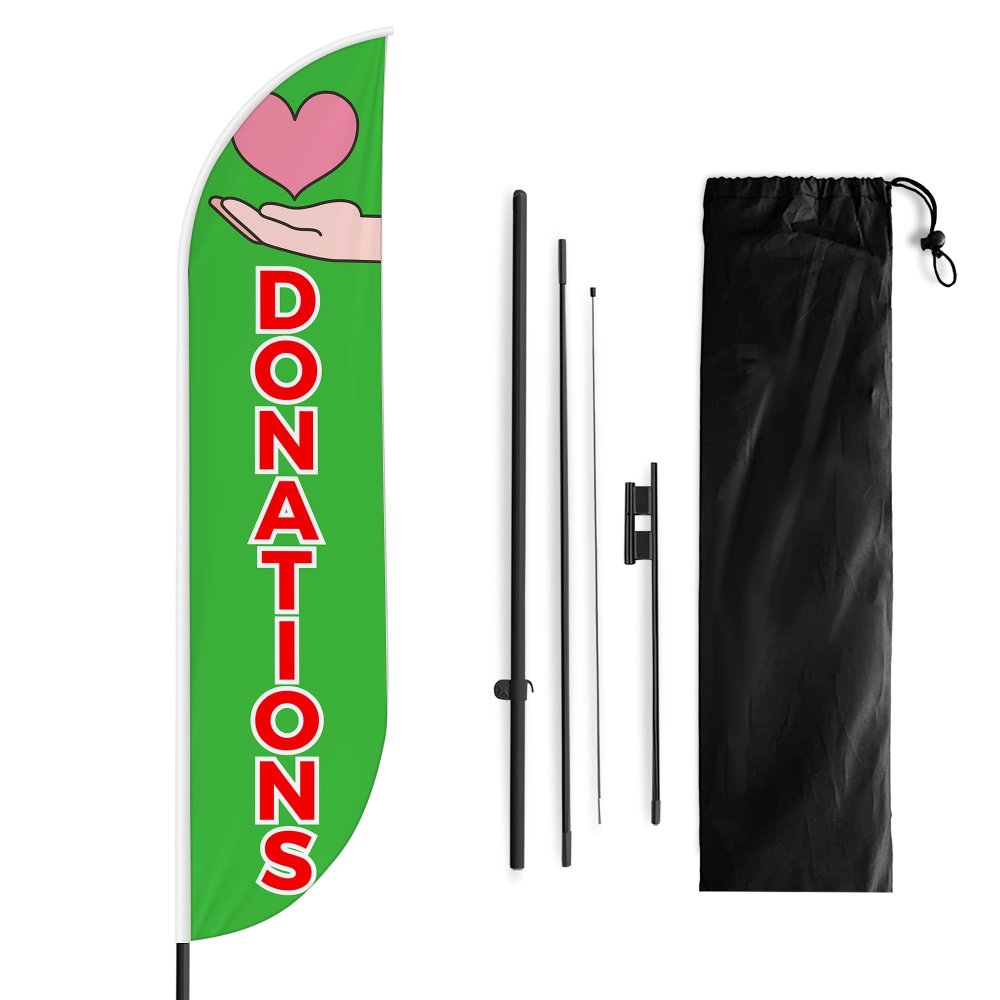 Donations Sign feather flag Pole Kit for Outdoor by Mavis Printing | 15 ...