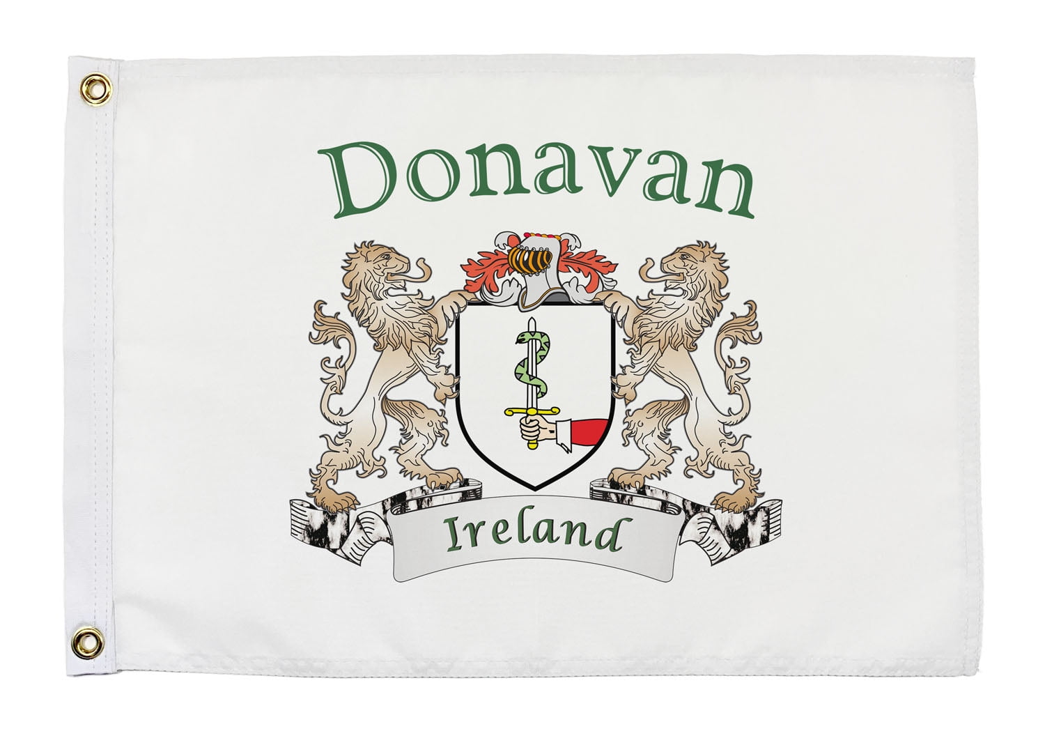 Donavan Irish Coat of Arms Small White Flag - 16"x10.5" inches ...