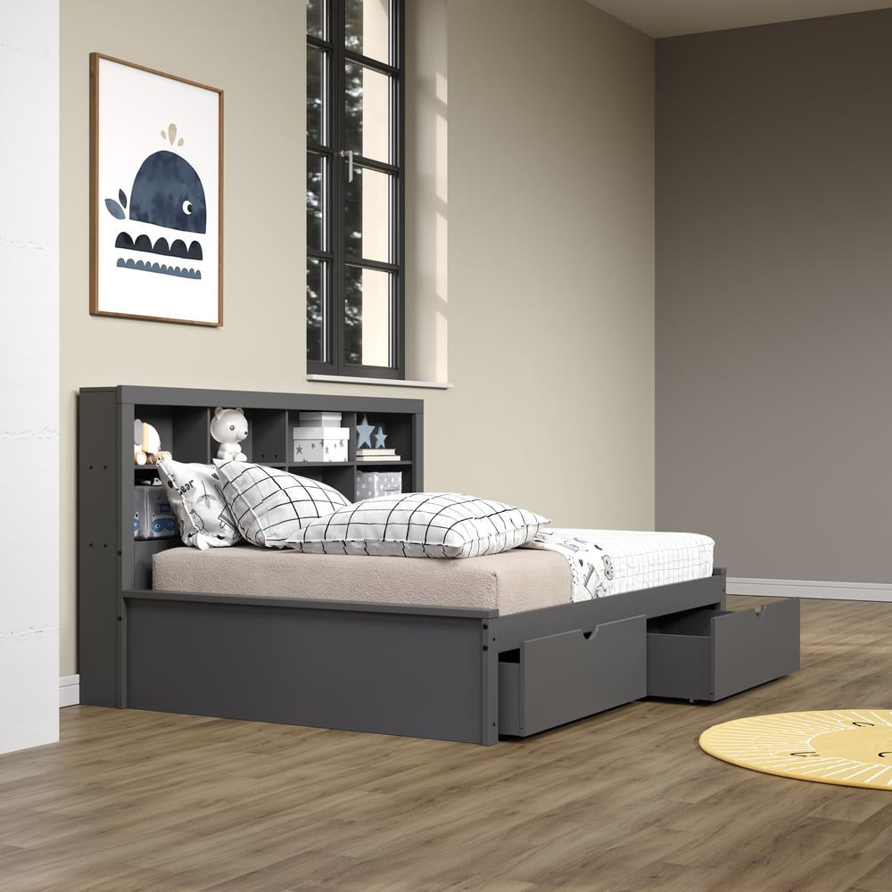 Donco Kids Bookcase Full Daybed with Dual Underbed Drawers, Full, Dark ...
