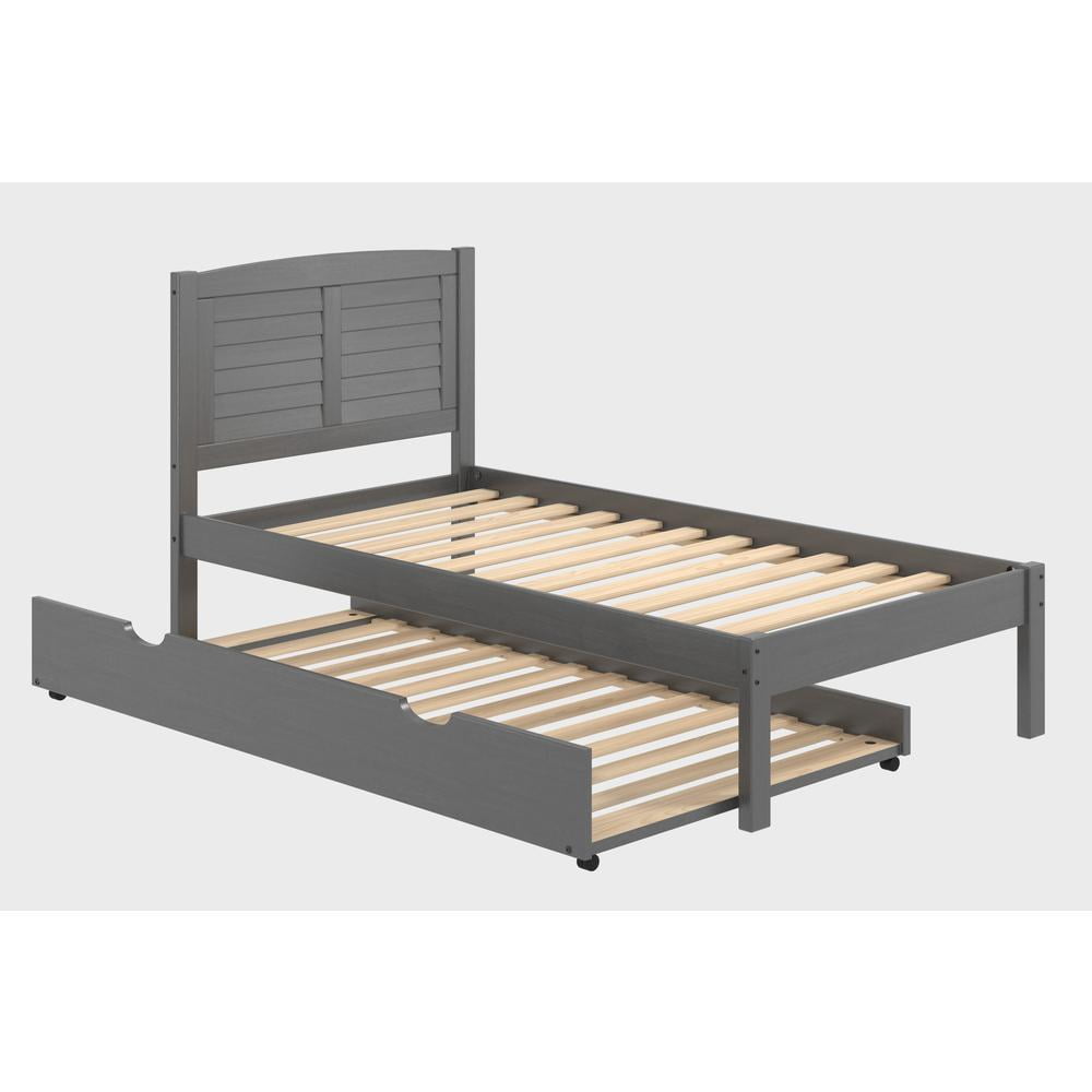 Donco Kids Louver Twin Soild Wood Panel Bed with Trundle in Antique ...