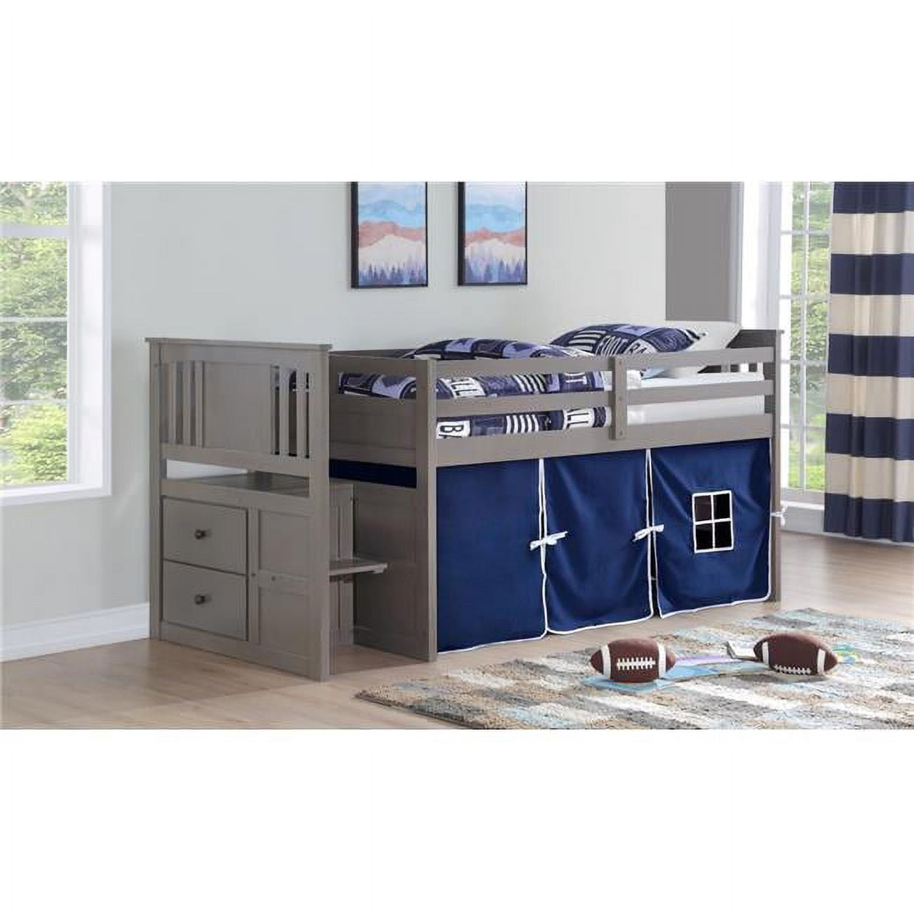 Donco Kids PD-320TSLSG-TB Twin Princeton Stairway Low Loft, Slate Grey ... Donco Kids PD-320TSLSG-TB Twin Princeton Stairway Low Loft, Slate Grey ...