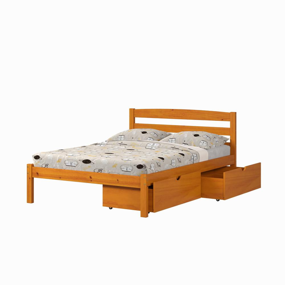 Donco Trading Full Econo Bed With Dual Under Bed Drawers Honey Finish ...