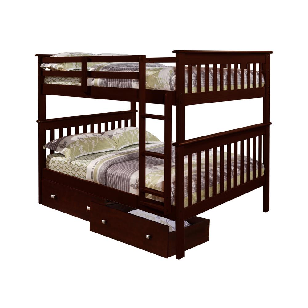 Donco Trading Full/Full Mission Bunk Bed W/Dual Under Bed Drawers ...