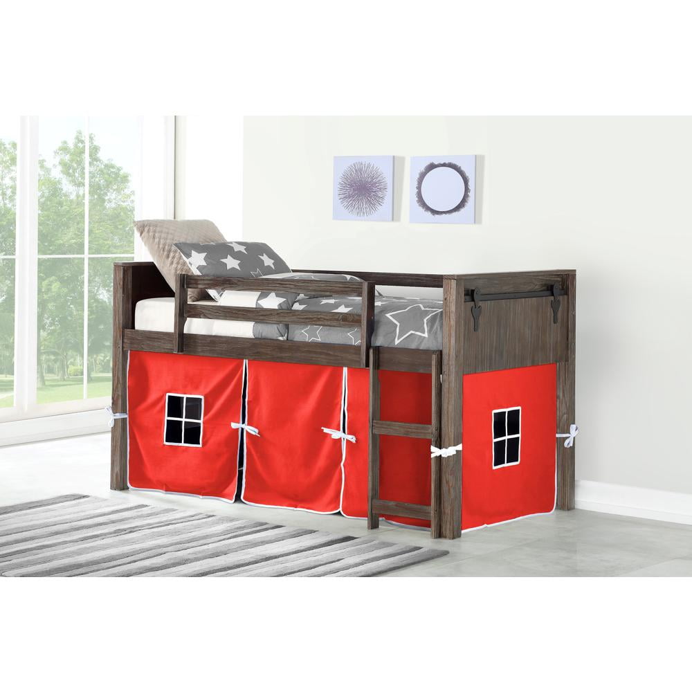 Donco Trading Twin Barn Door Low Loft W/Red Tent - Walmart.com