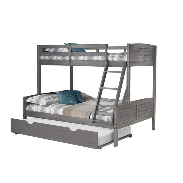 Donco Trading Twin/Full Louver Bunk Bed W/Twin Trundle - Walmart.com