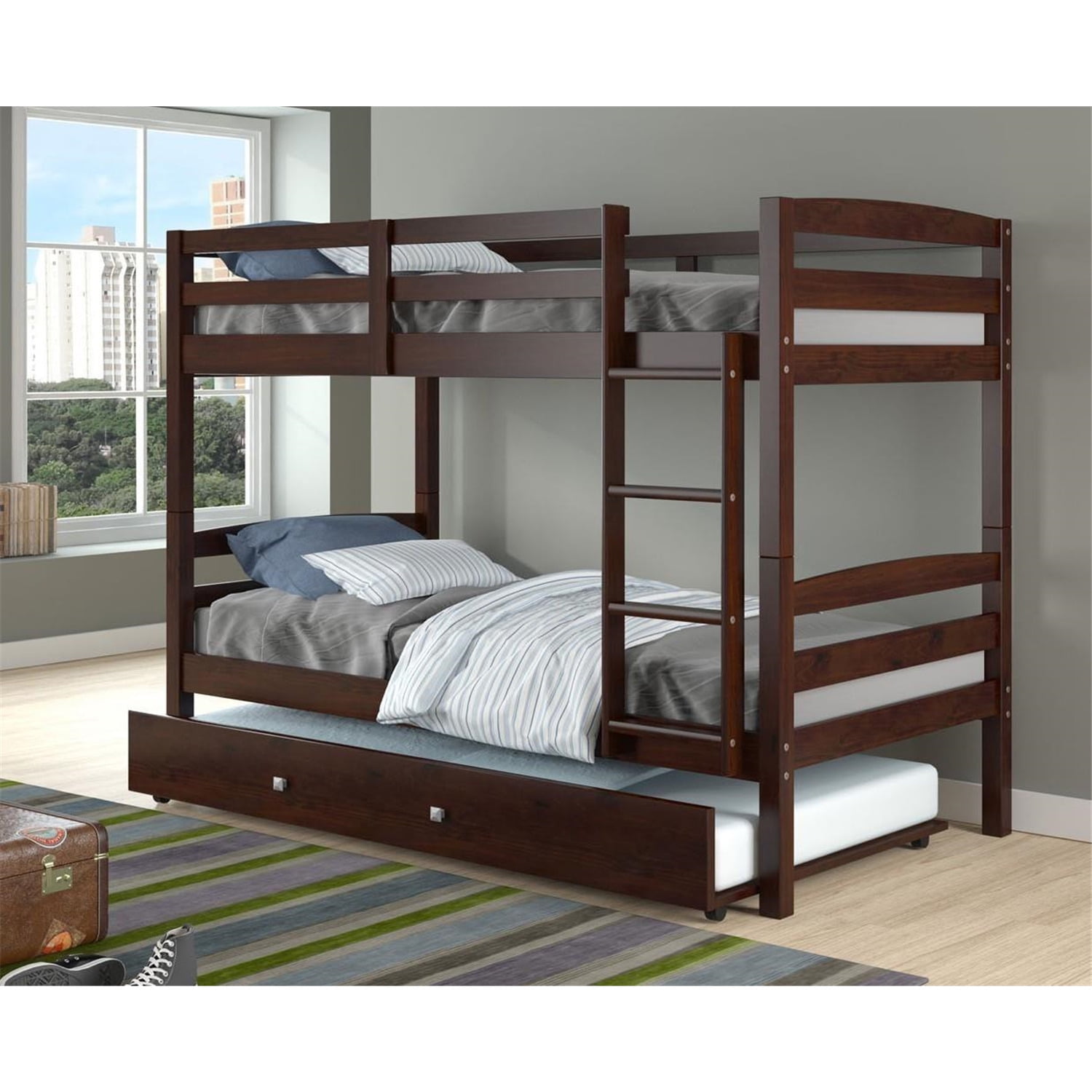 Donco Trading Twin/Twin Devon Bunk Bed W/Dual Under Bed Drawers ...