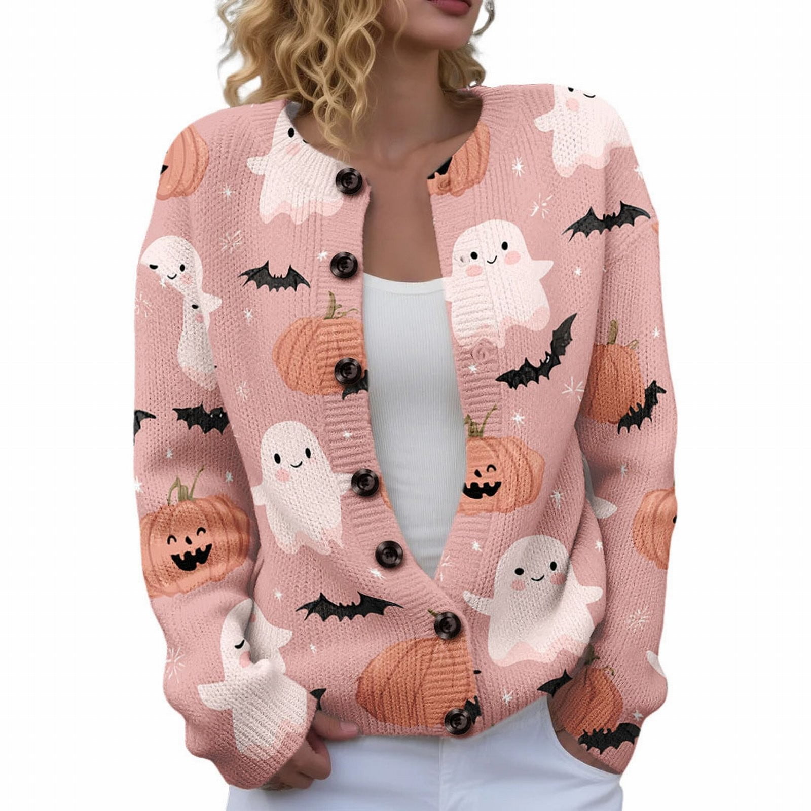 DondPO Fall Pumpkin Sweaters For Women Women's Knit Cardigan Sweaters ...