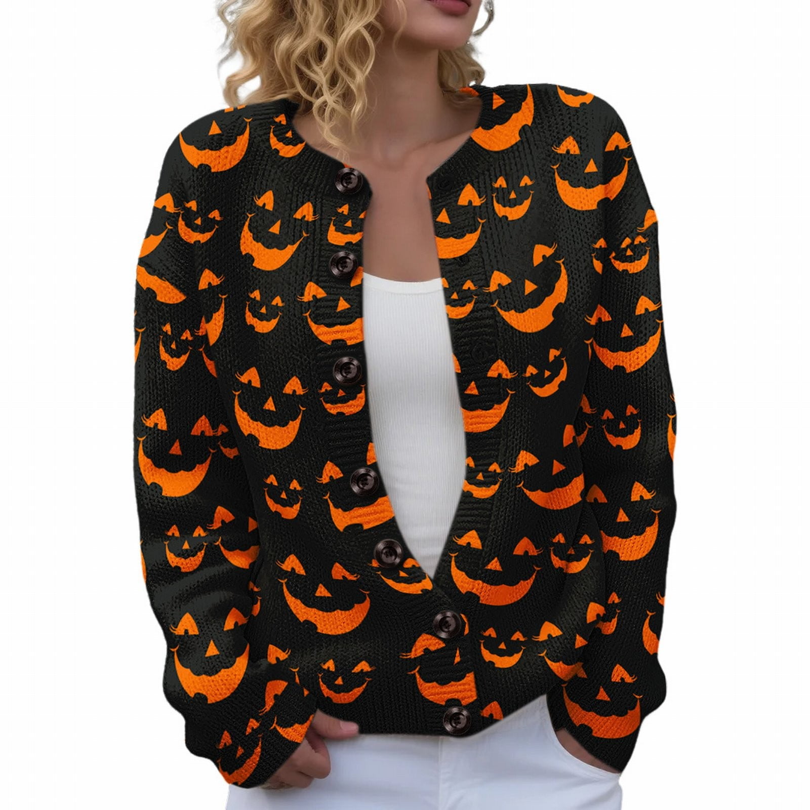 DondPO Halloween Sweaters For Women Women's Knit Cardigan Sweaters ...
