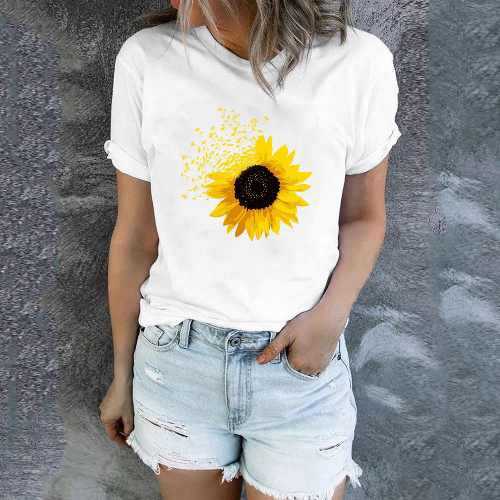 DondPO Tshirts for Women,Graphic Tee Sunflower Shirts For Women Cute ...