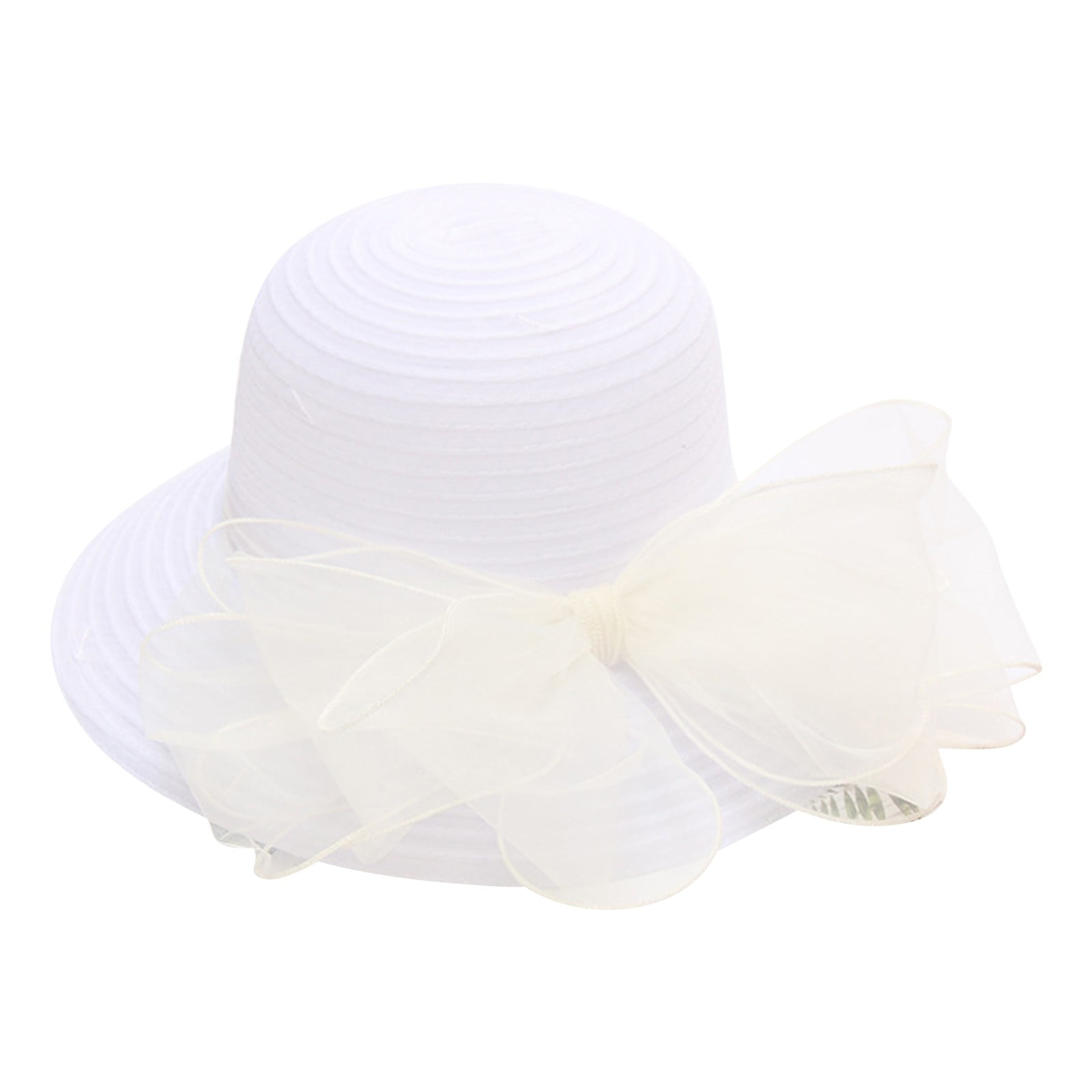 DondPO Wedding Hat Women Church Cap Wide Brim Summer Sun Hat For Party ...