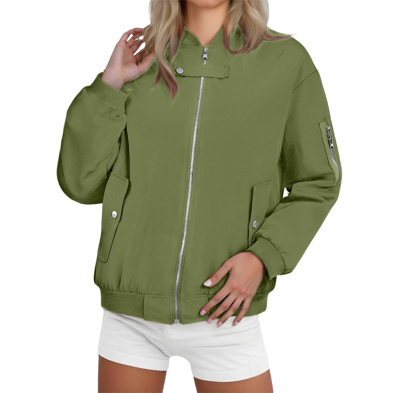 DondPO Womens Bomber Jackets Lightweight Fall Coats For Women 2025 Zip ...