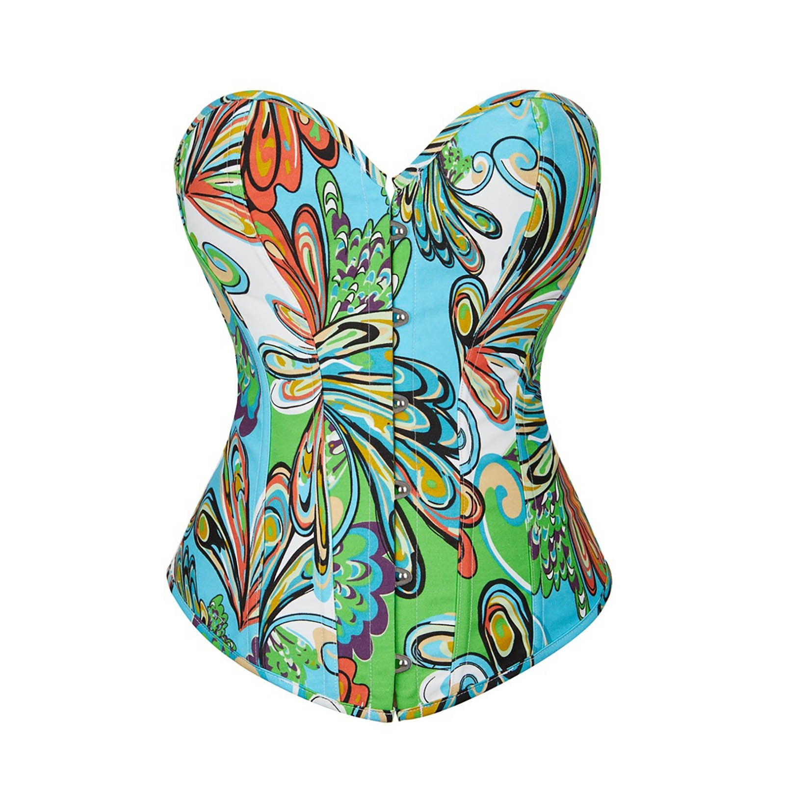 DondPO Womens Corset,Denim Corset Retro Abstract Oil Painting Butterfly ...