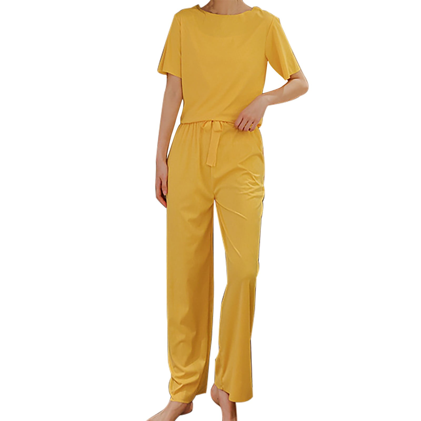 DondPO Womens Pajama Sets Pajamas 2 Short Sleeve Top And Long Pants ...