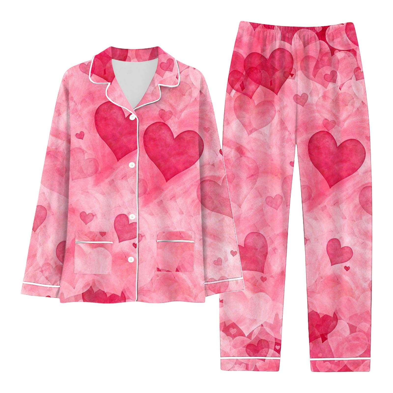 DondPO Womens Pajamas,Silk Pajamas for Women Valentine's Day Heart ...