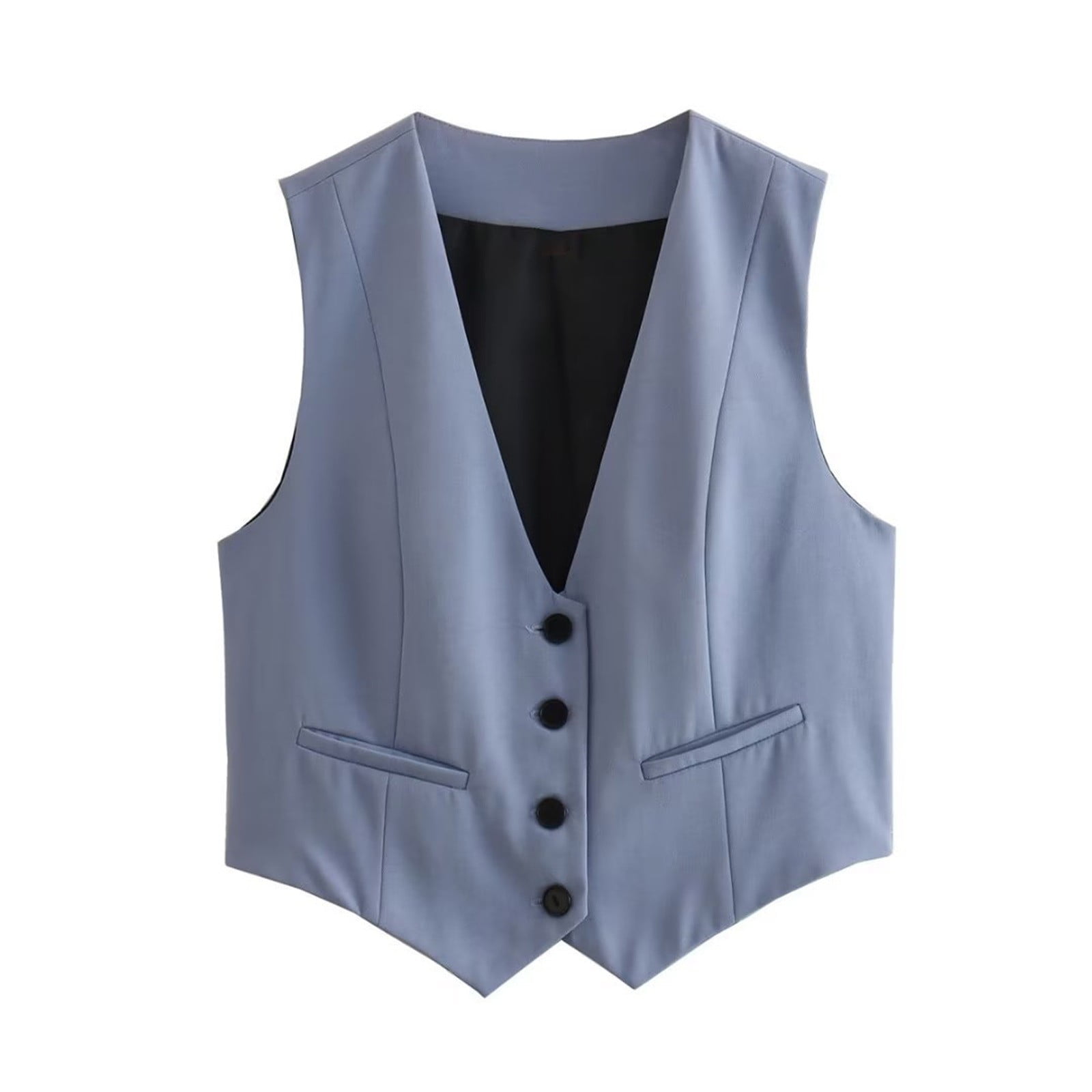 DondPO Womens Vest Women's V Neck Buttons Vest Summer Elegant Chic ...
